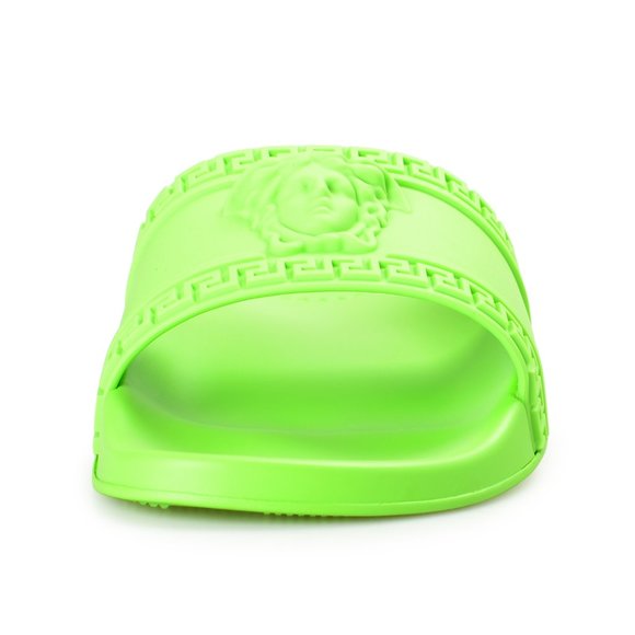 Versace | Shoes | Versace Mens Neon Green Medusa Head Embossed Pool ...